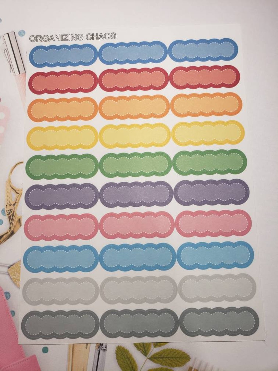 Scalloped Quarter Label Planner Stickers, Scalloped Quarter Box Planner ...
