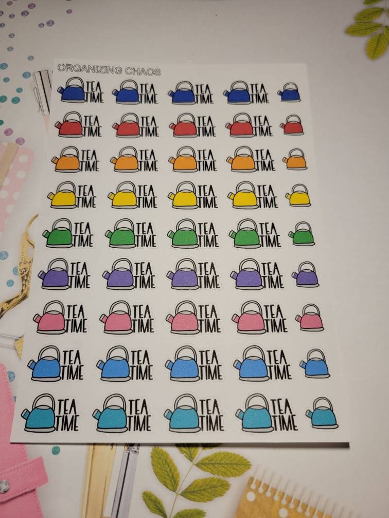 Tea Kettle Planner Stickers Stickers, Labels & Tags Paper & Party ...
