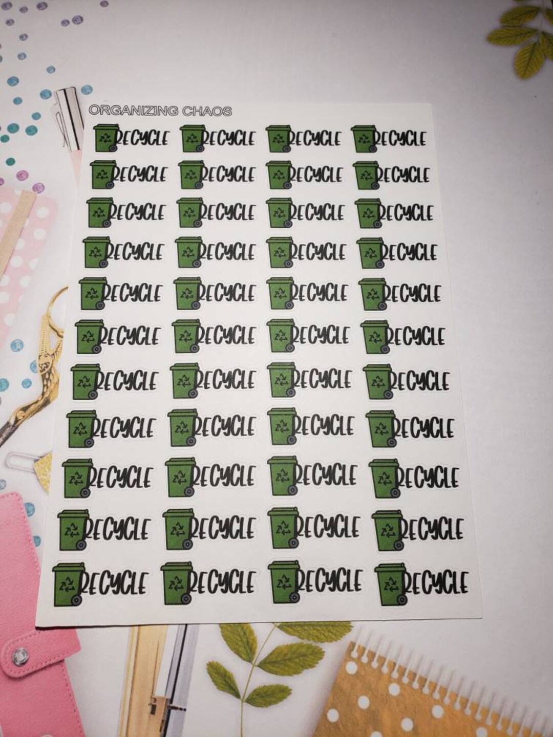 Recycle Planner Stickers, Recycle Script Planner Stickers, Functional ...