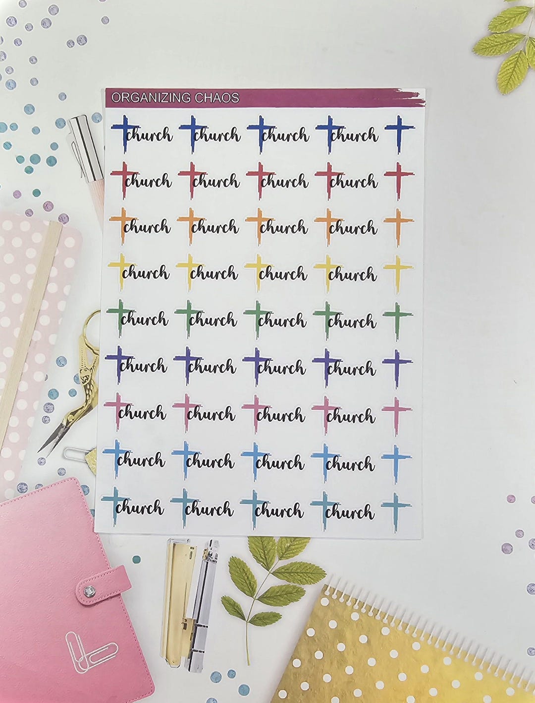 Church Service Planner Stickers, Cross Icon Planner Stickers, Church ...