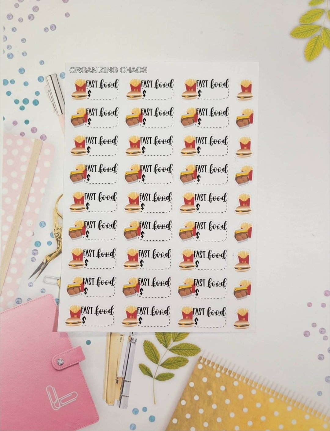 Fast Food Planner Stickers, Budgeting Planner Stickers - Etsy