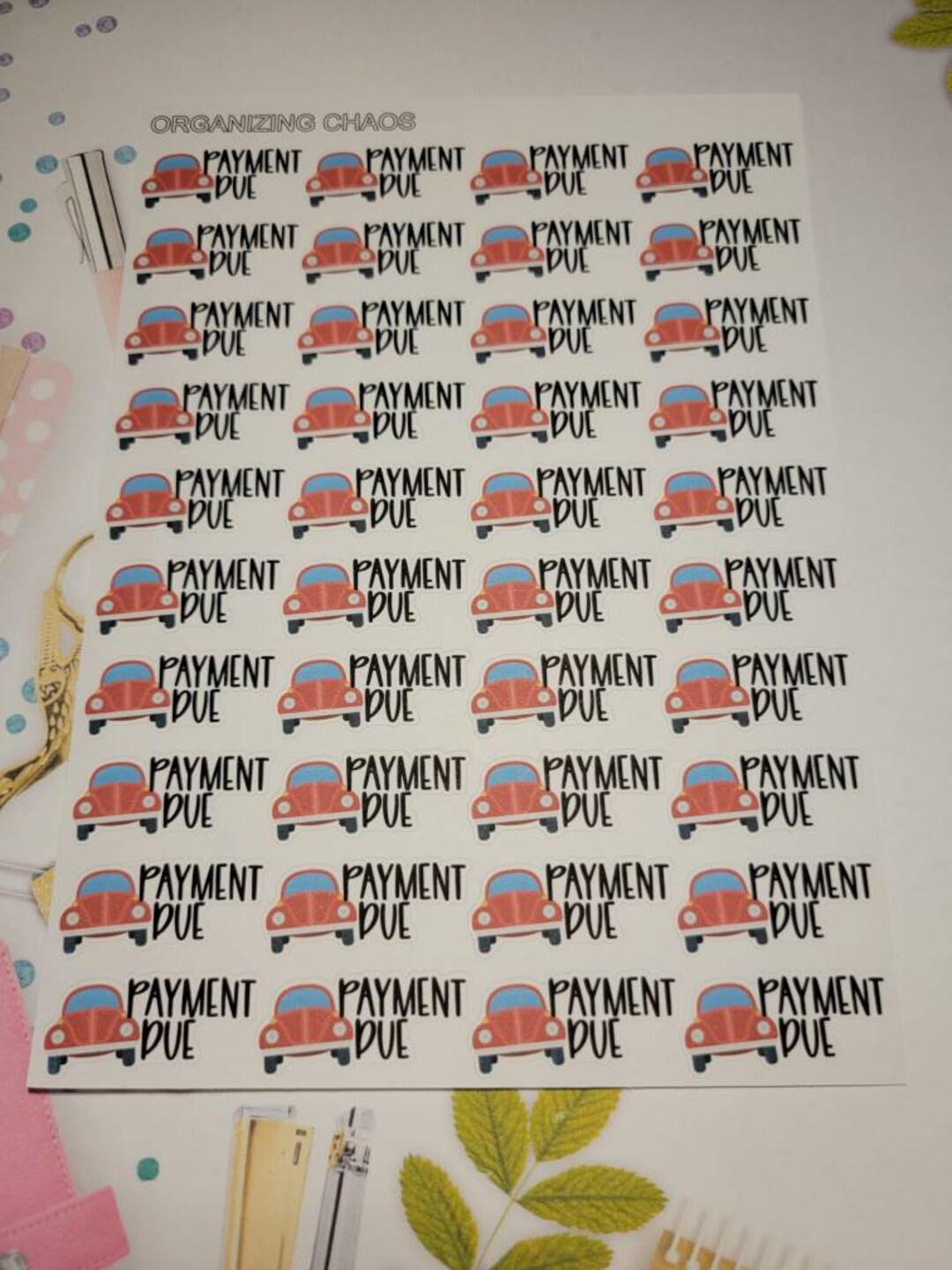 Car Payment Due Planner Stickers, Bill Due Planner Stickers - Etsy