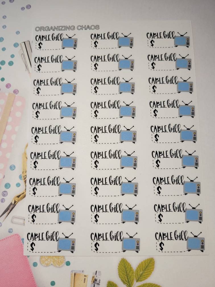 Cable Bill Due Planner Stickers Bill Due Planner Stickers - Etsy