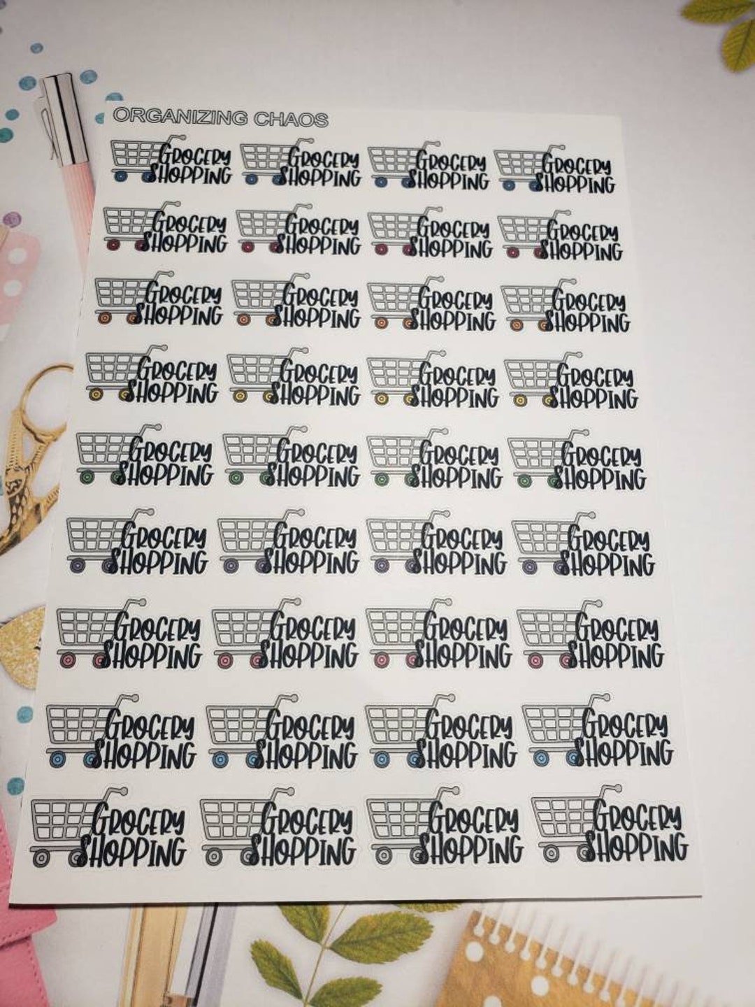 Grocery Cart Planner Stickers, Grocery Shopping Planner Stickers, Multi ...