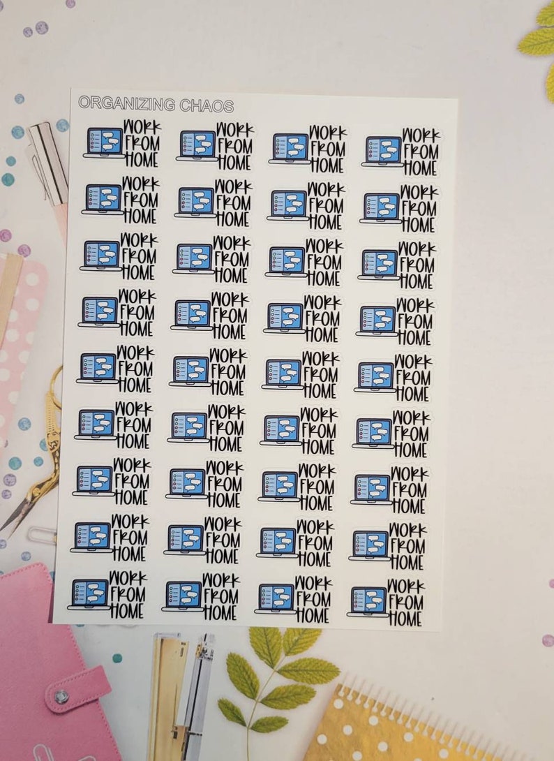 Work From Home Planner Stickers, Laptop Planner Stickers, Script ...