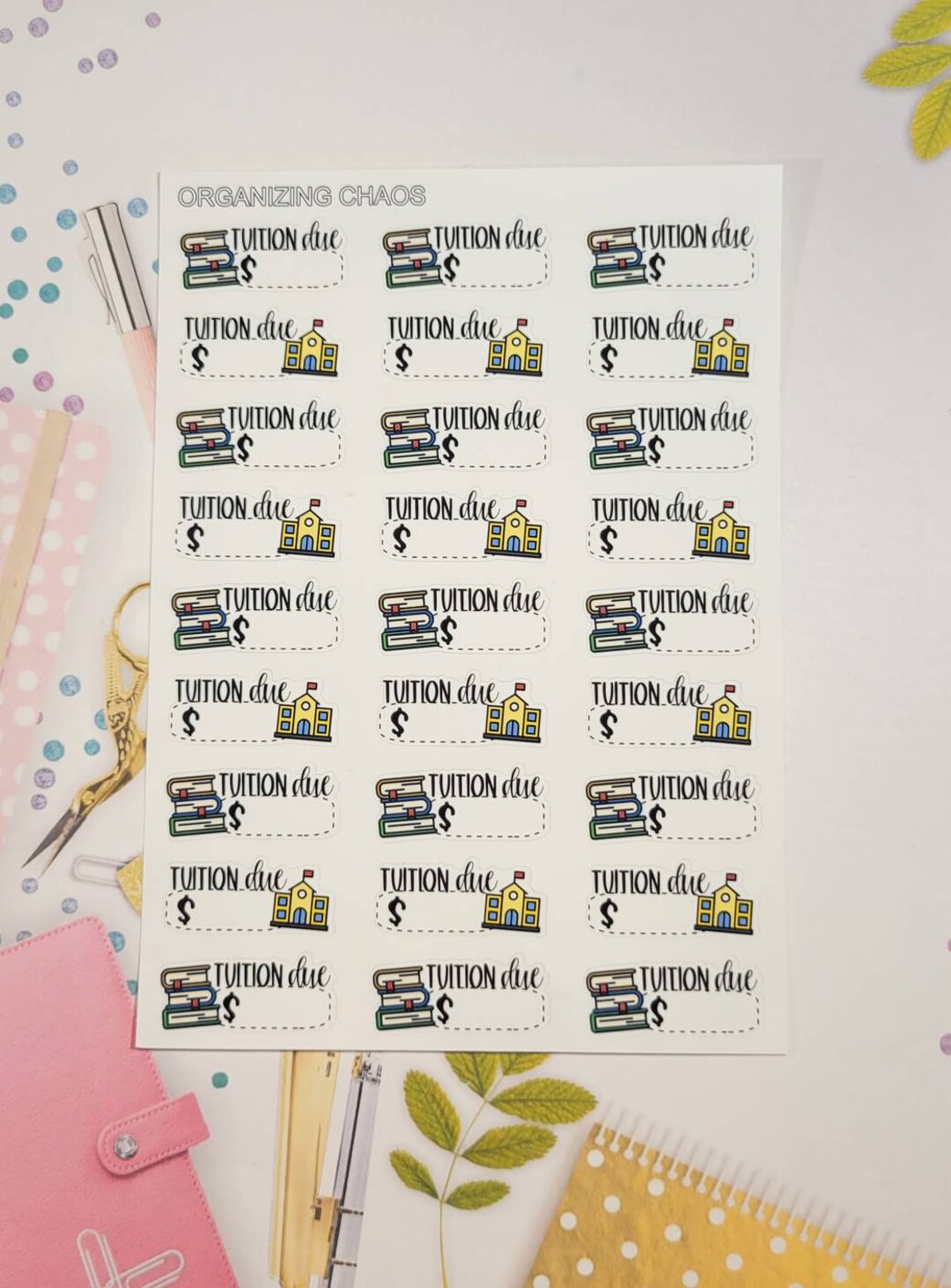 Tuition Due Planner Stickers, Bill Due Planner Stickers - Etsy