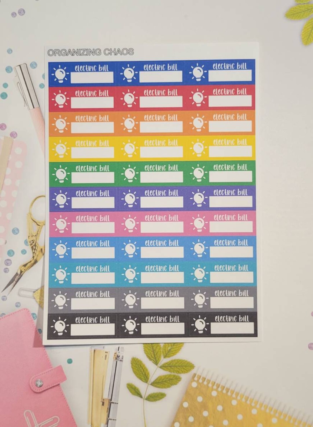 Electric Bill, Bill Due Planner Stickers, Bill Due Labels - Etsy