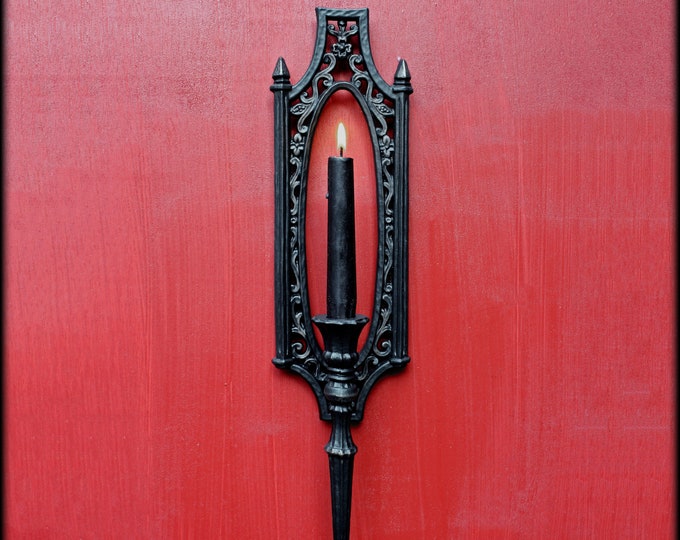 Gothic Wall Sconce Candle Holder Gothic Revival Black Copper Filigree ...