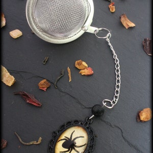 Tea Ball Infuser: Black Spider Cameo | Arachnids | Halloween Tea Party ...