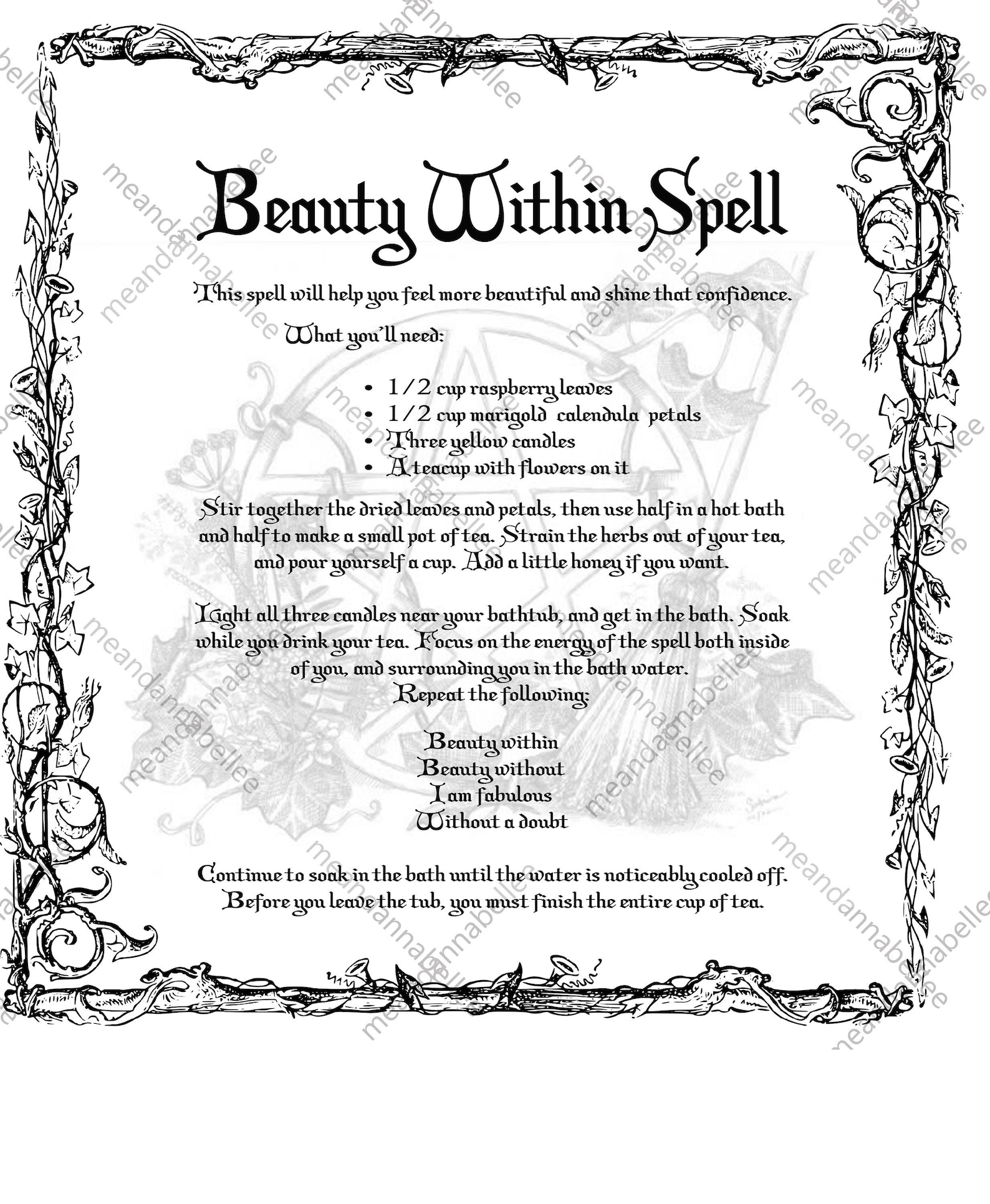 Witches' Beauty Within Spell Image | Digital Clipart | Instant Download ...