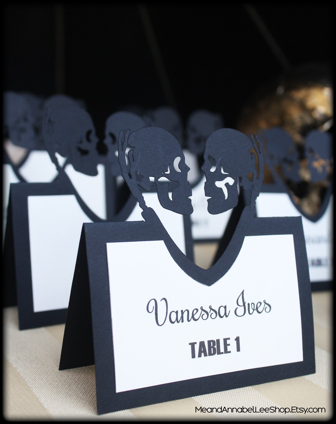 Place Card Template Tented Skeleton Heart Couple Halloween - Etsy