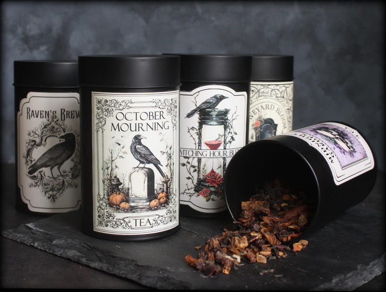 Halloween Tea Tin Label Image, Instant Download, October Mourning Tea ...