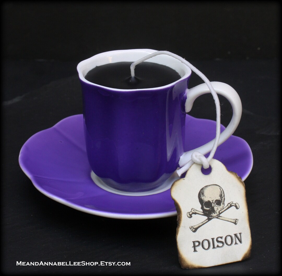 Mini Black Tea Cup Candle | Purple Espresso Cup & Saucer | Black ...