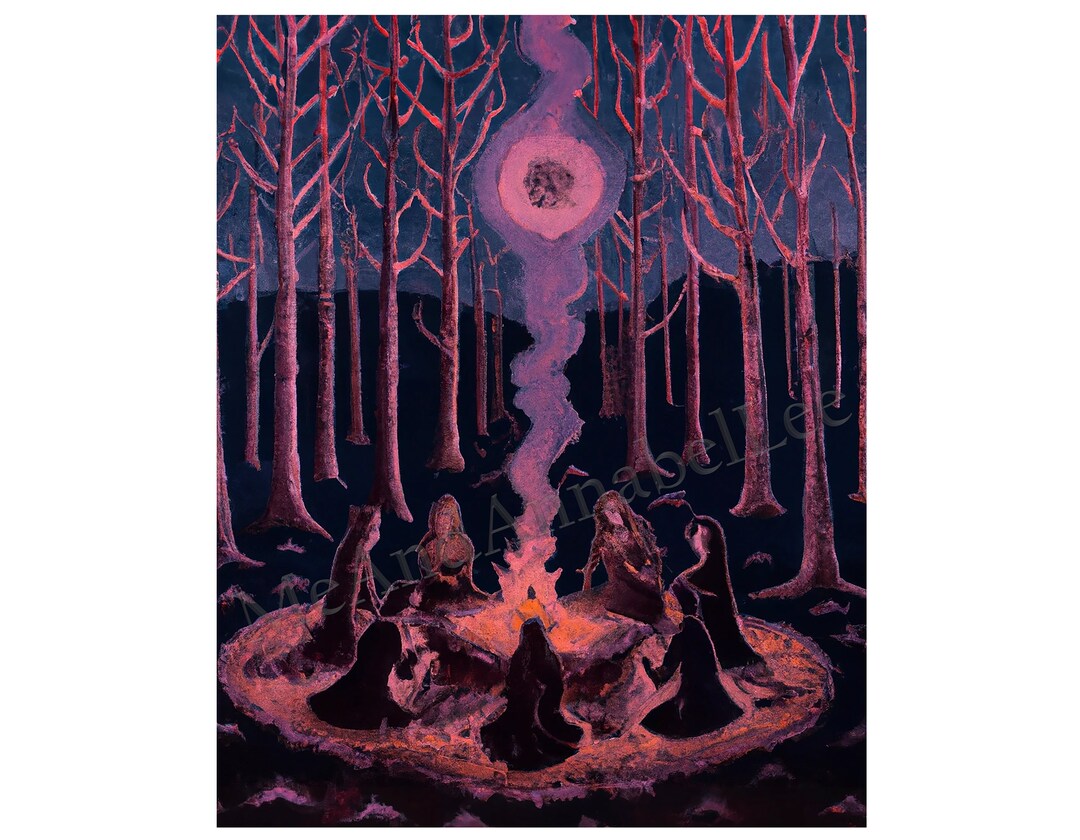 Coven of Witches Digital Art Print Halloween Painting Instant Download ...