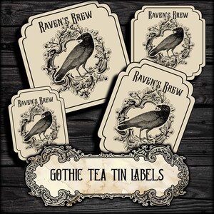 Gothic Tea Tin Label Image, Instant Download, Victorian Tea Canister ...