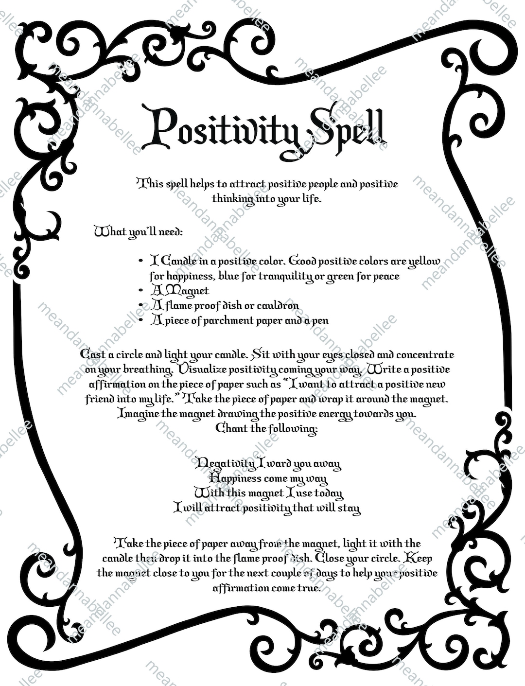 Positivity Spell Image | Witches' Dinner Party | Digital Clipart ...