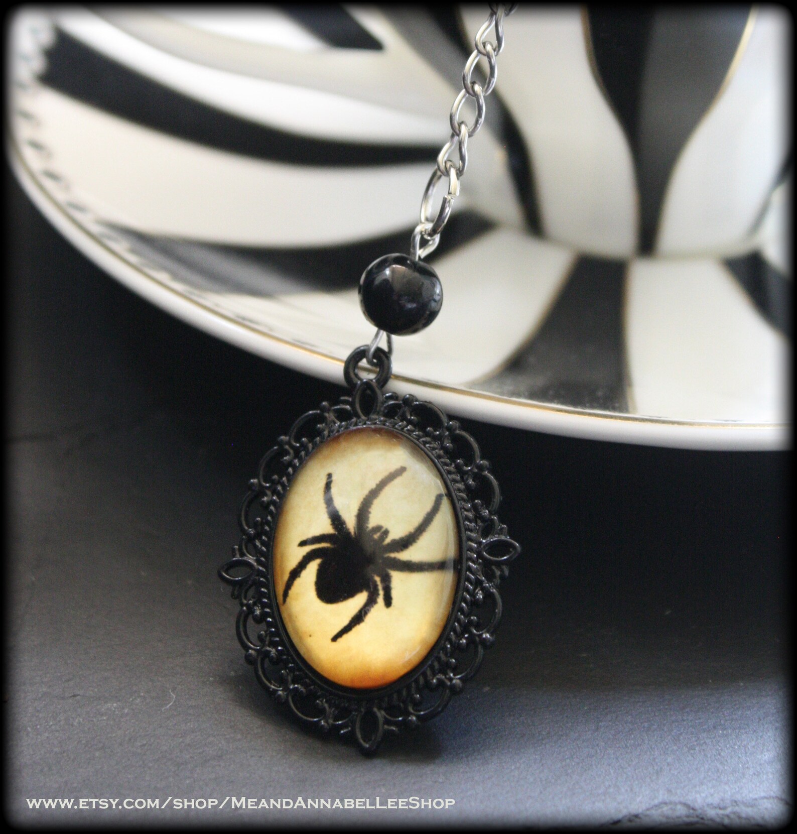 Tea Ball Infuser: Black Spider Cameo Arachnids Halloween | Etsy