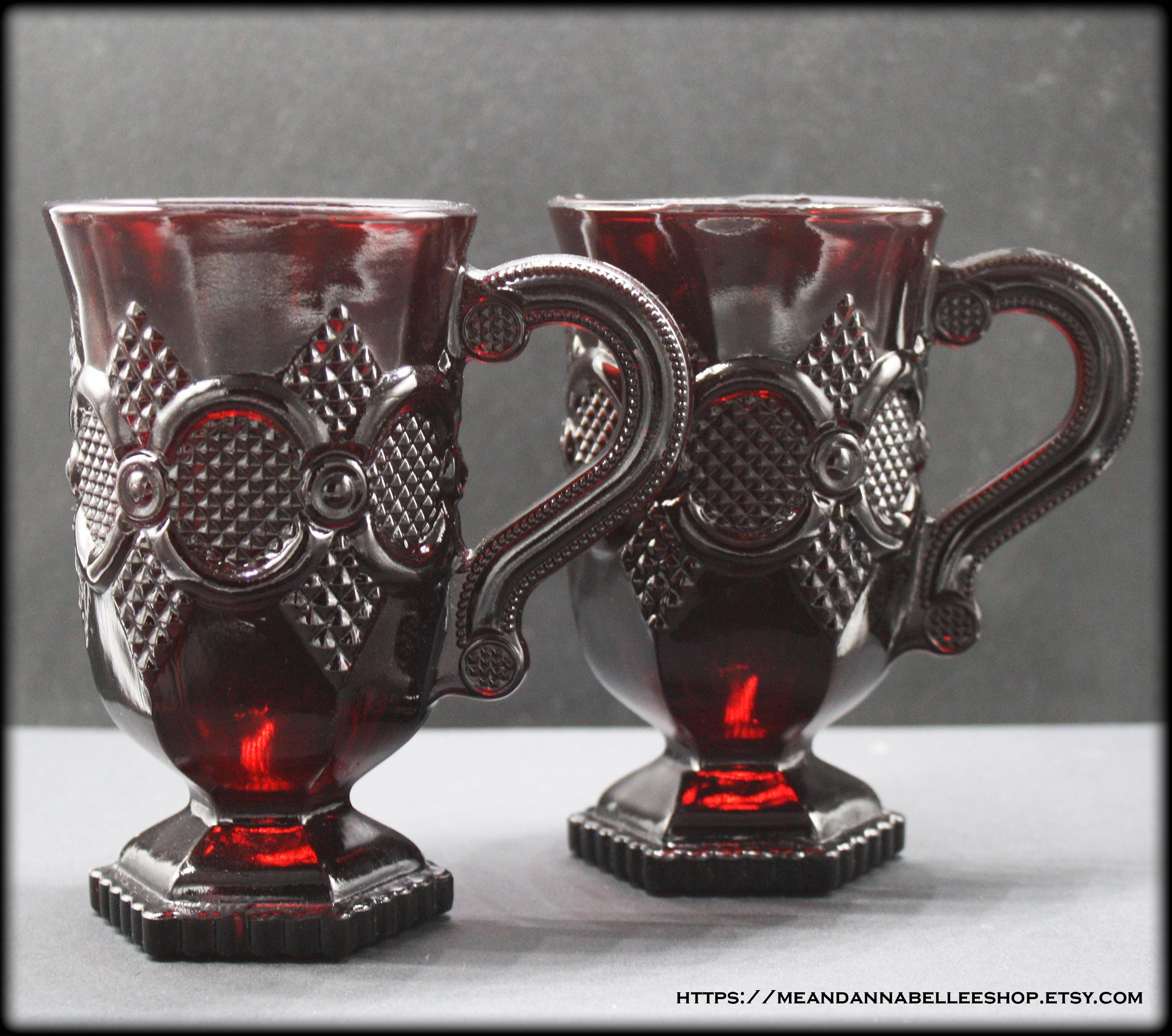 Blood Red Glass Mugs | Gothic Valentine Gift | Pair of Vintage Goth ...