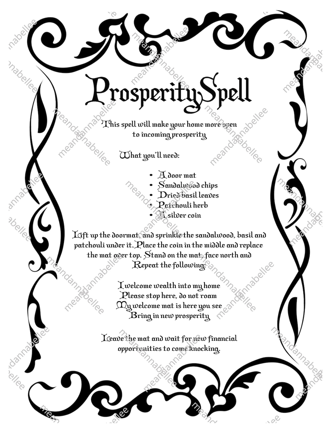 Witches' Prosperity Spell Image | Digital Clipart | Instant Download ...