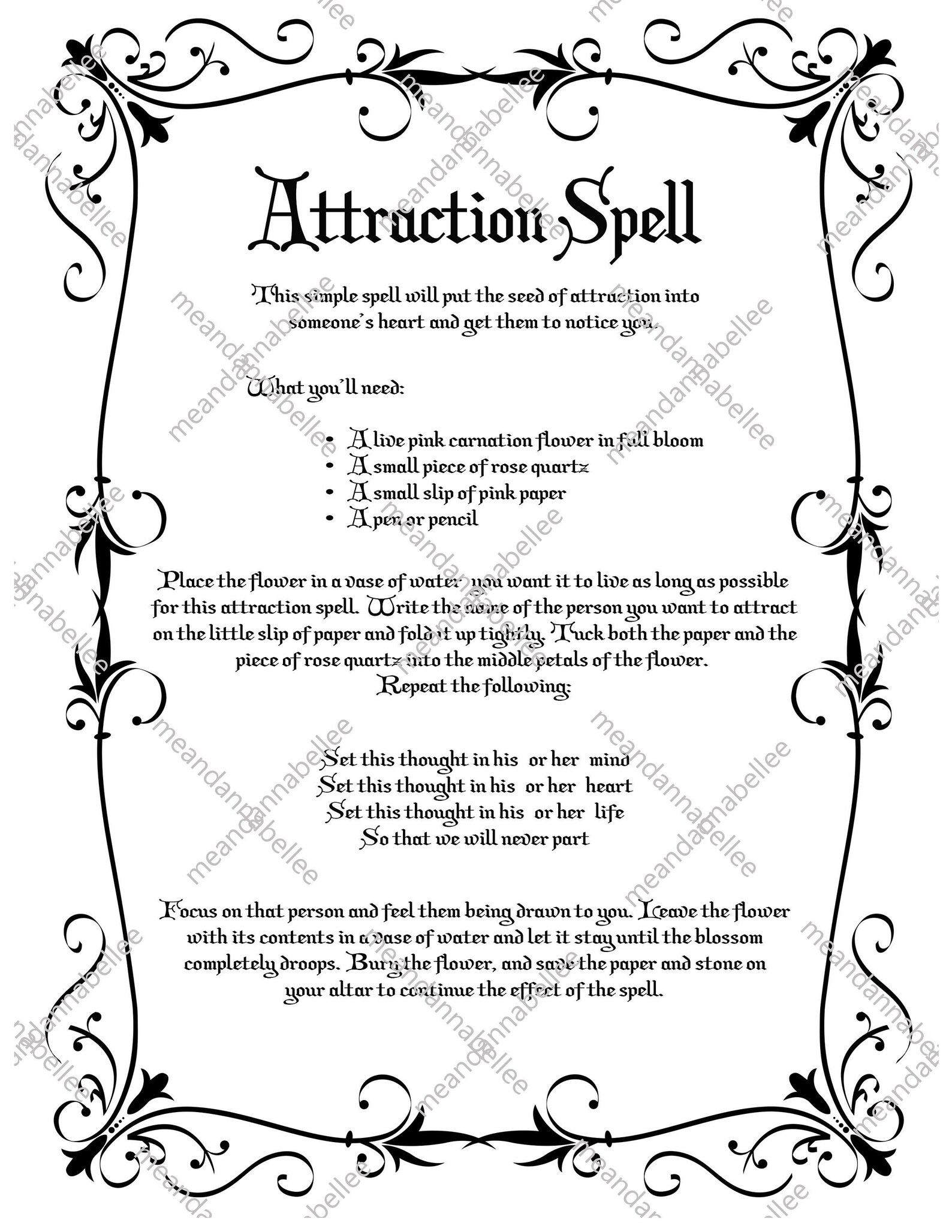Witches' Attraction Spell Image Digital Clipart - Etsy