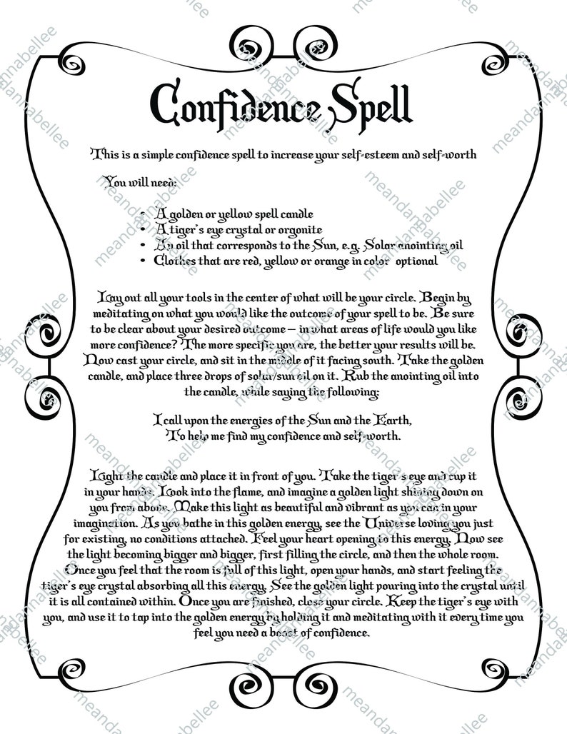 NEW Witches' Self Confidence Spell Image Digital Clipart - Etsy