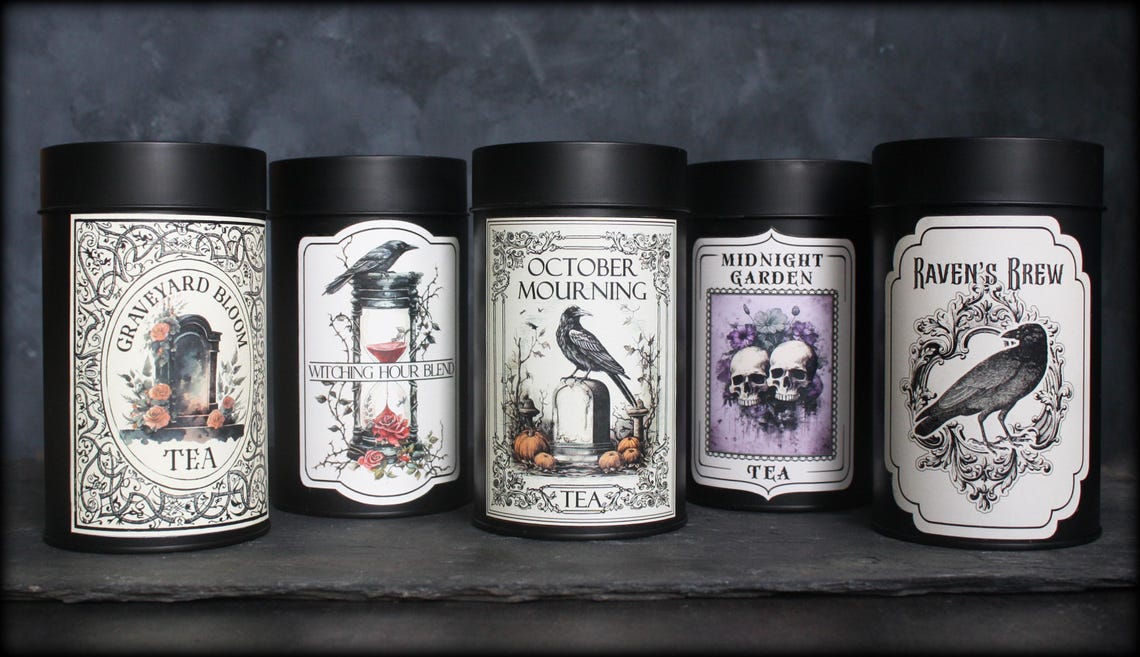 Halloween Tea Tin Label Image, Instant Download, October Mourning Tea ...