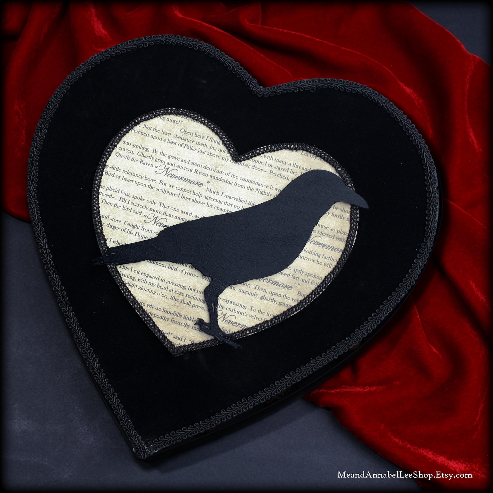Heart Shaped Box | the Raven | Black Velvet Nevermore Gothic Valentine ...