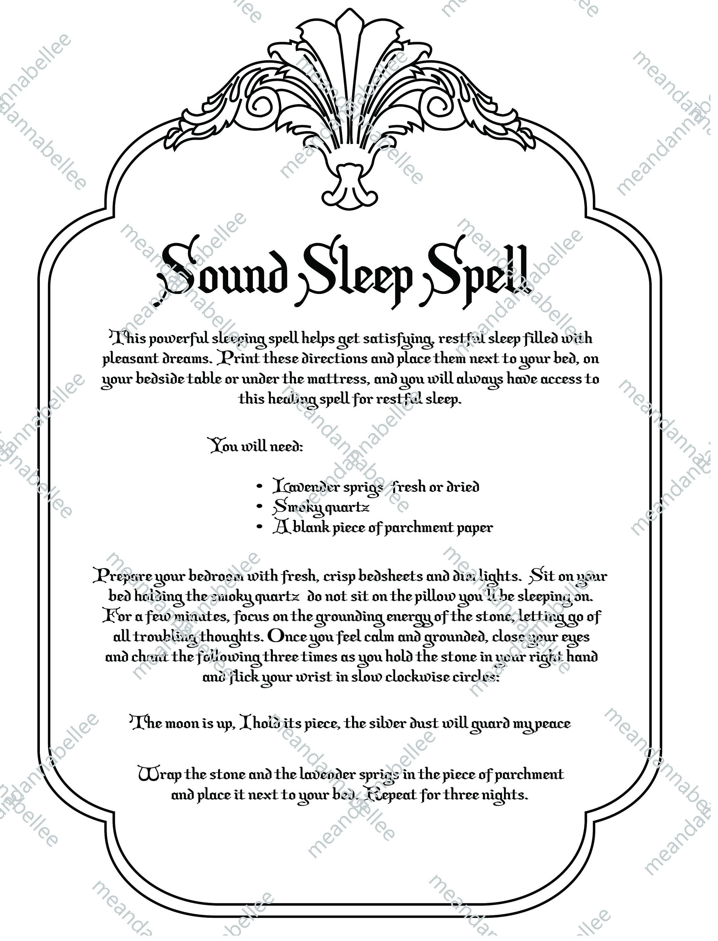 Sound Sleep Spell Image | Witches' Dinner Party | Sweet Dreams Digital ...