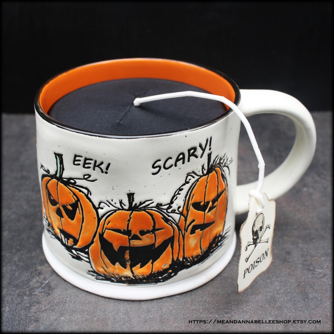 Scary Eek Pumpkin Candle | Halloween Coffee Mug / Tea Cup | Jack O ...