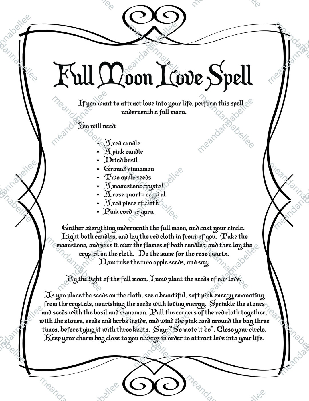 NEW Witches' Full Moon Love Spell Image | Digital Clipart | Instant ...