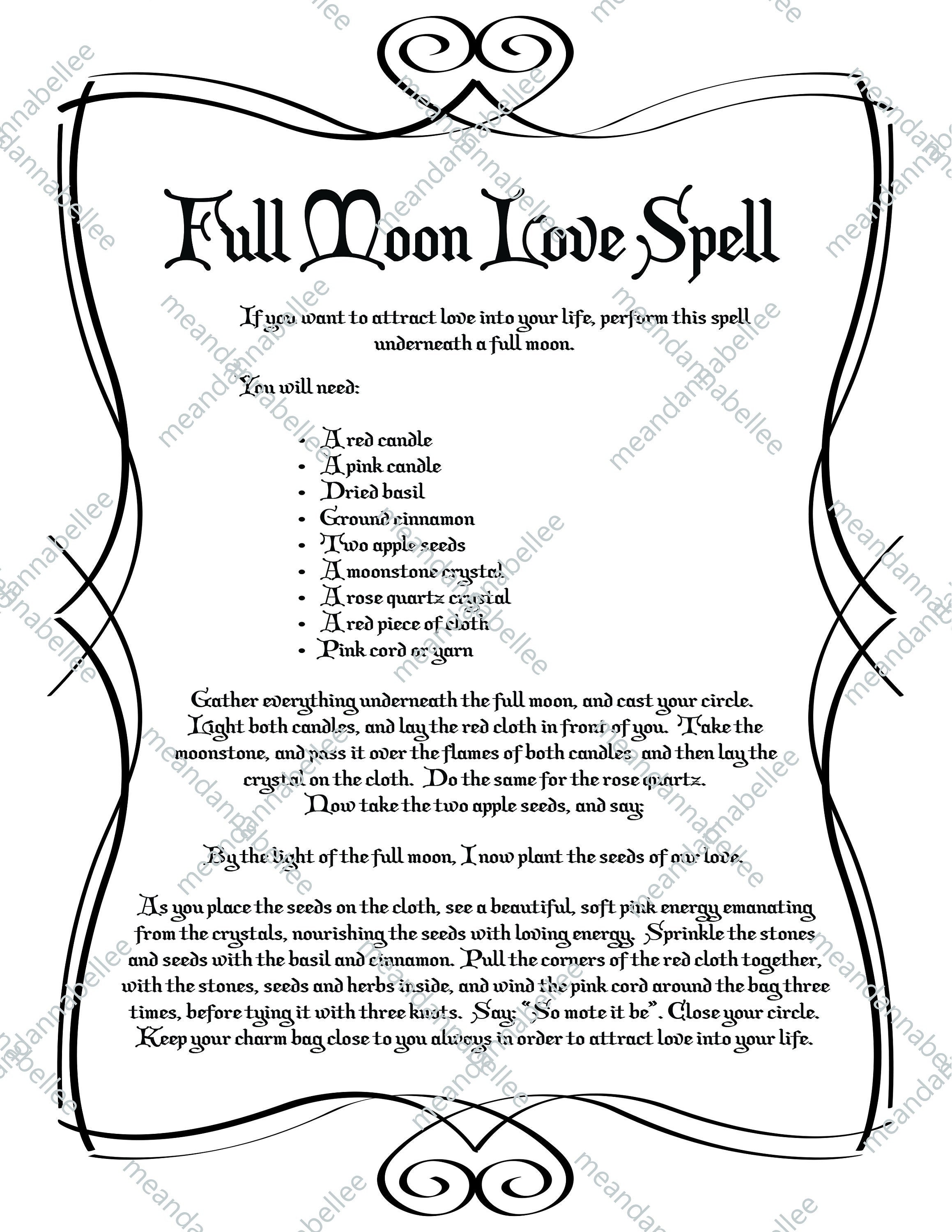 NEW Witches' Full Moon Love Spell Image | Digital Clipart | Instant ...