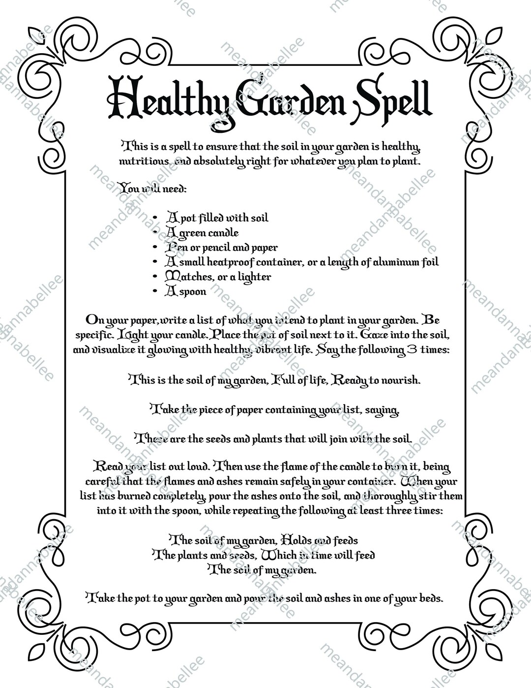 NEW Witches' Healthy Garden Spell Image | Digital Clipart | Instant ...