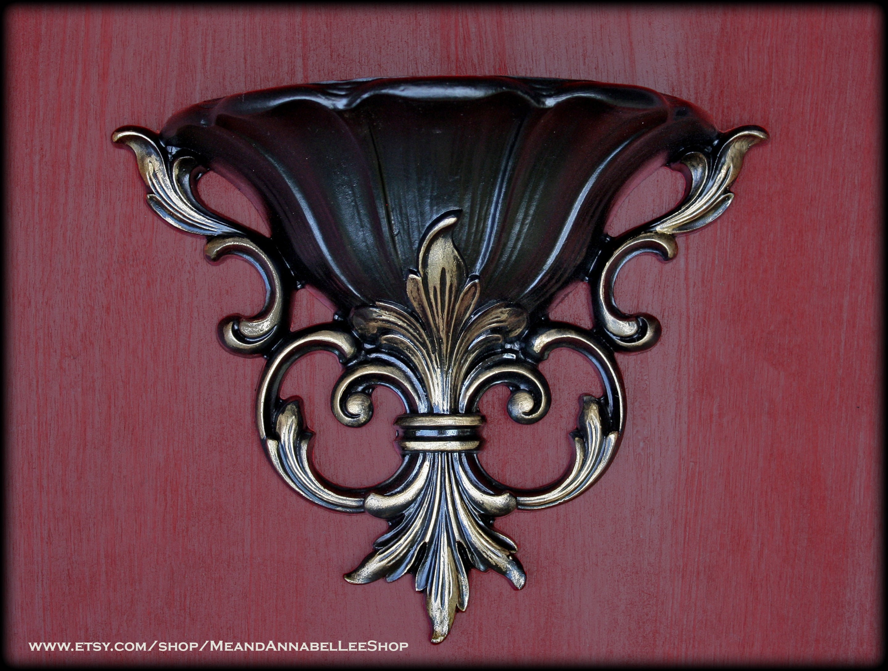 Victorian Gothic Wall Pocket Sconce in Black & Gold - Etsy