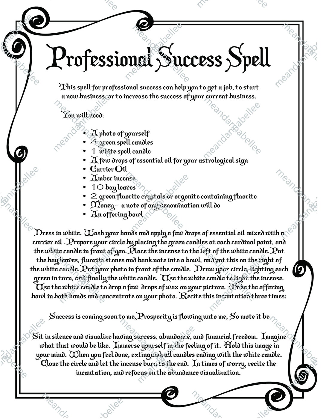 Professional Success Spell Image | Witches' Dinner Party | Digital ...