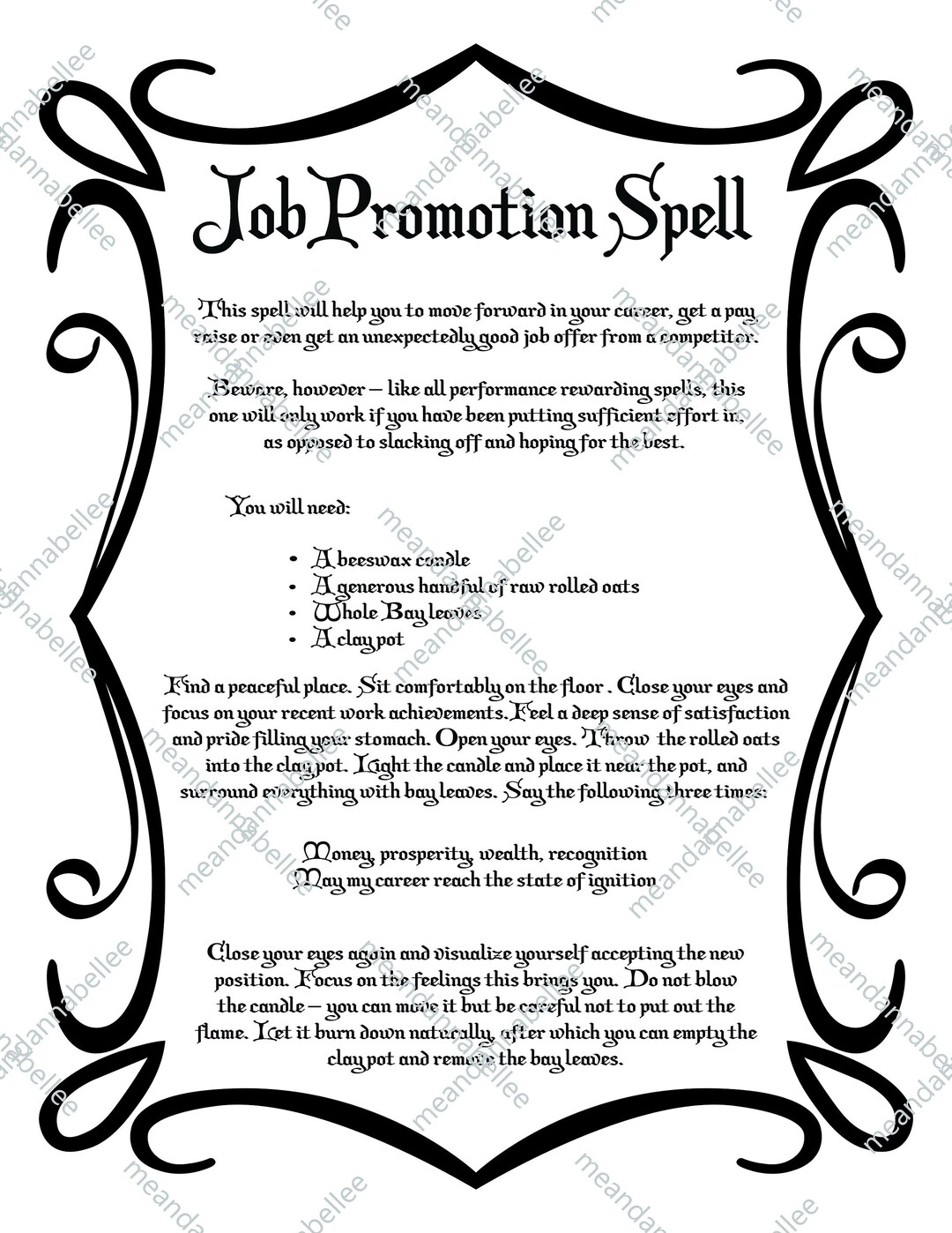 NEW Witches' Job Promotion Spell Image | Digital Clipart | Instant ...
