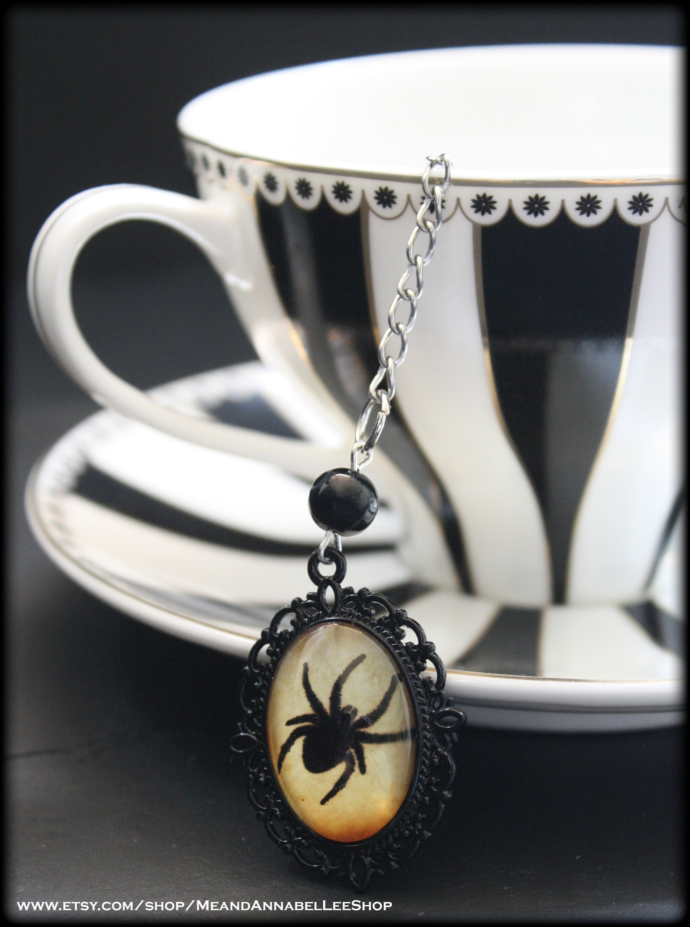 Tea Ball Infuser: Black Spider Cameo Arachnids Halloween - Etsy