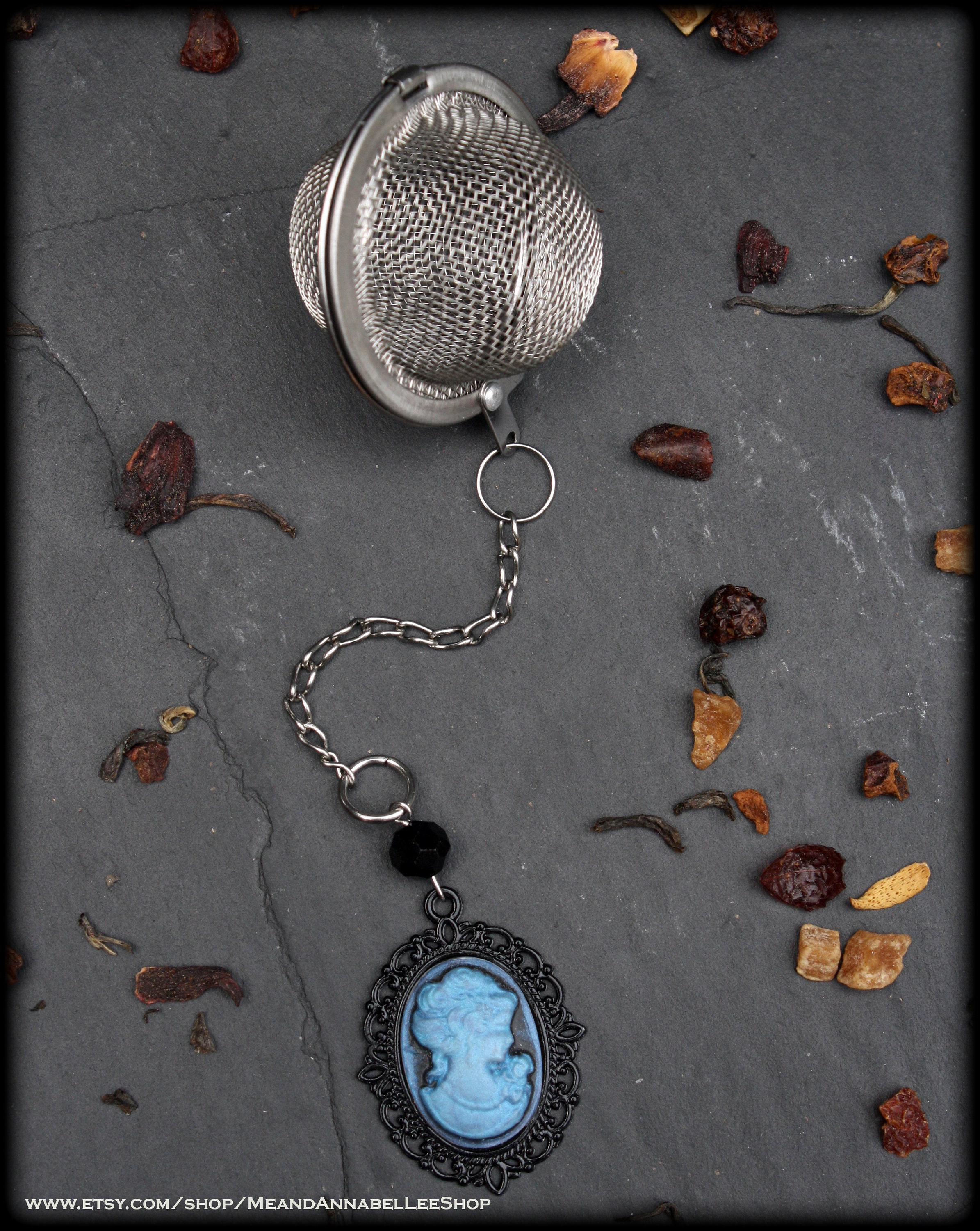 Tea Ball Infuser - Blue Victorian Gothic Cameo | Tea Accessory for ...