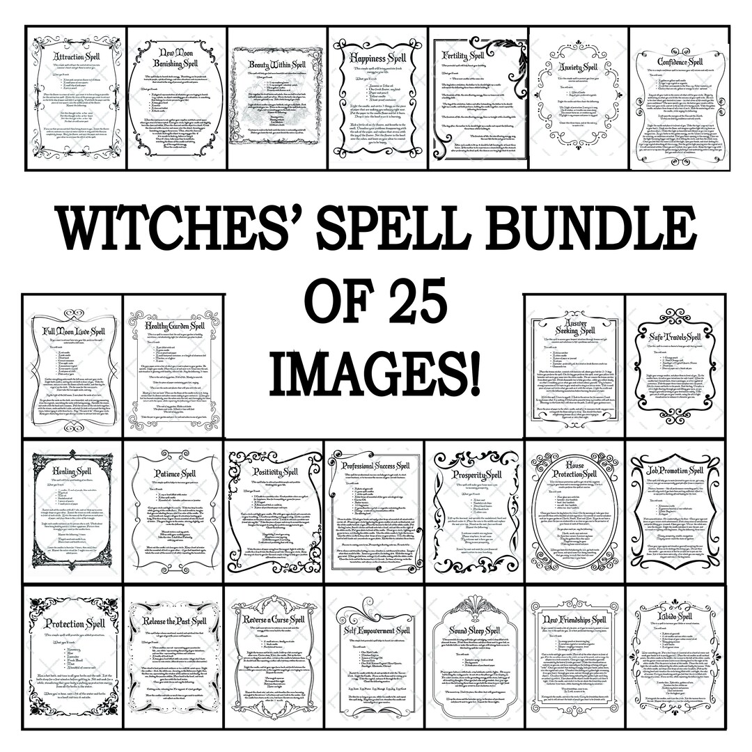 BUNDLE of All 25 Witches' Spell Images | Get 5 FREE! | Digital Clipart ...