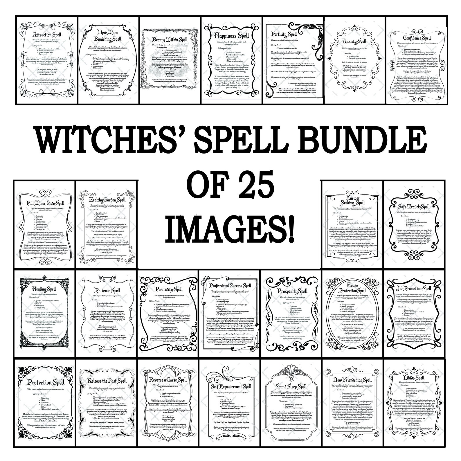 BUNDLE of All 25 Witches' Spell Images Get 5 FREE - Etsy