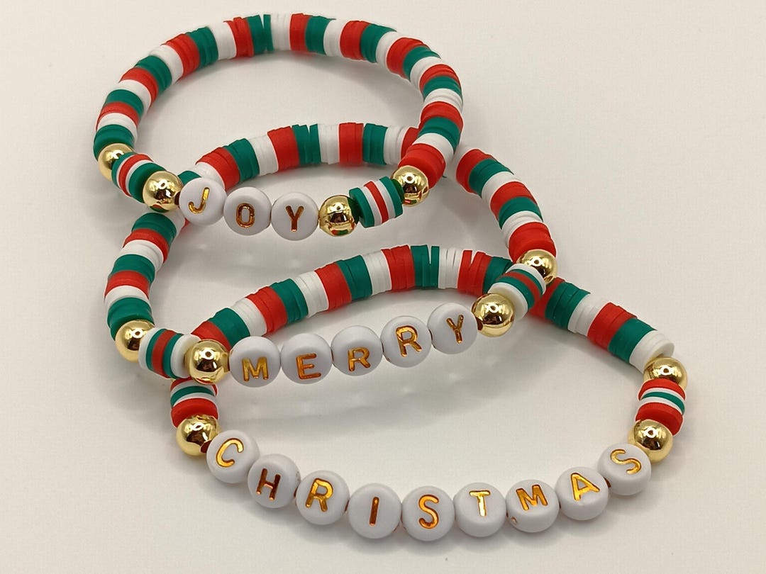 Christmas Name Friendship Bracelets, Custom Christmas Bead Name ...