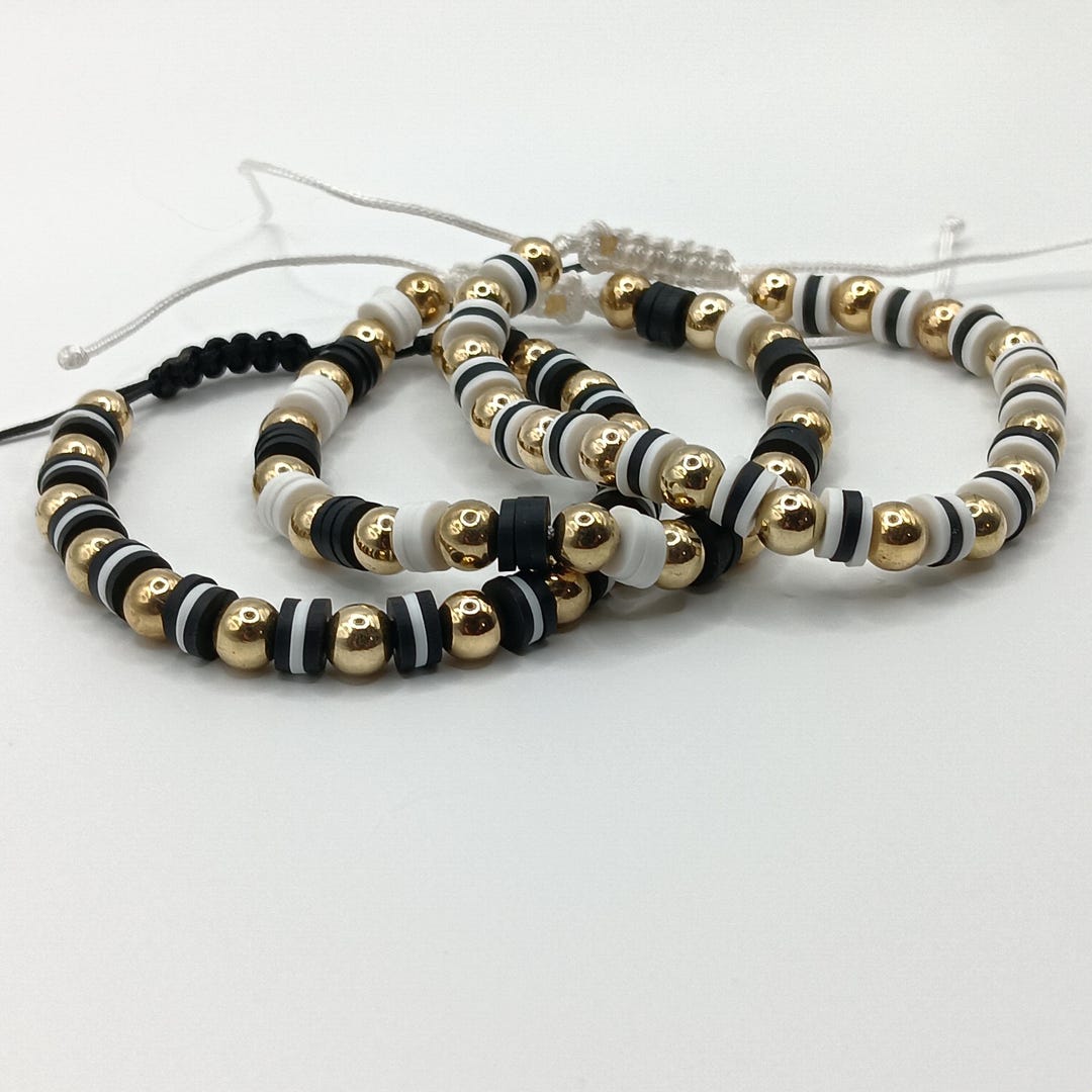 Black and White Heishi Bracelet, Custom Bracelet | Personalized ...