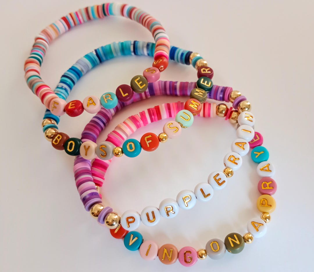 Custom Heishi Beaded Name Bracelet | Personalized Word Bracelet - Etsy