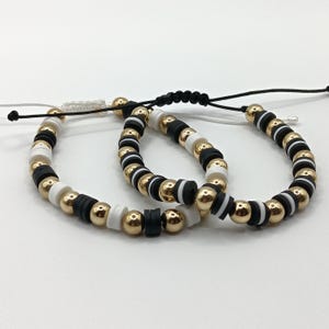 Black and White Heishi Bracelet, Custom Bracelet | Personalized ...