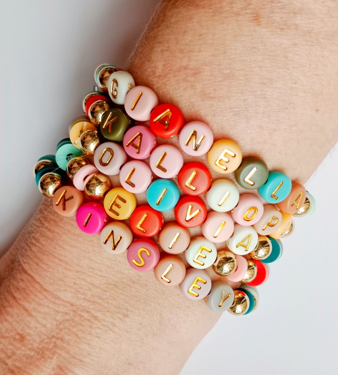 Custom Heishi Beaded Name Bracelet | Personalized Word Jewelry - Etsy
