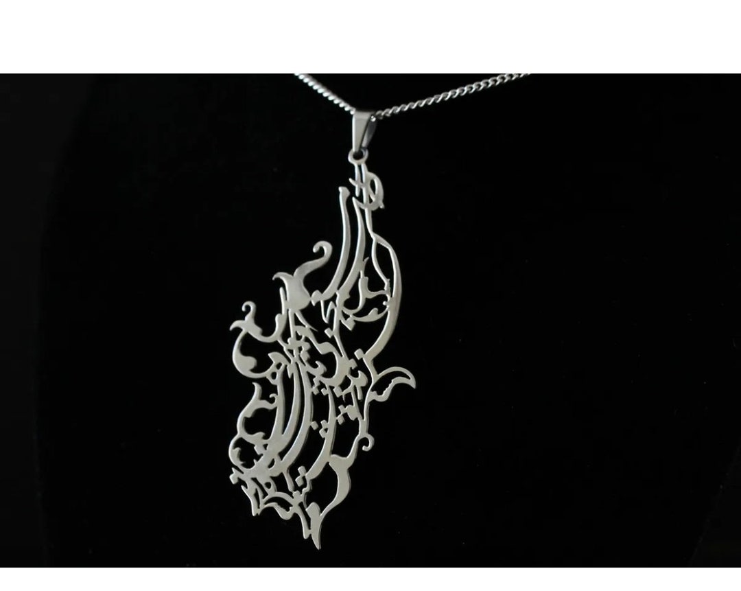 Persian Calligraphy Golden POEM SHAMLOO SET Unique Necklace Molana Rumi ...