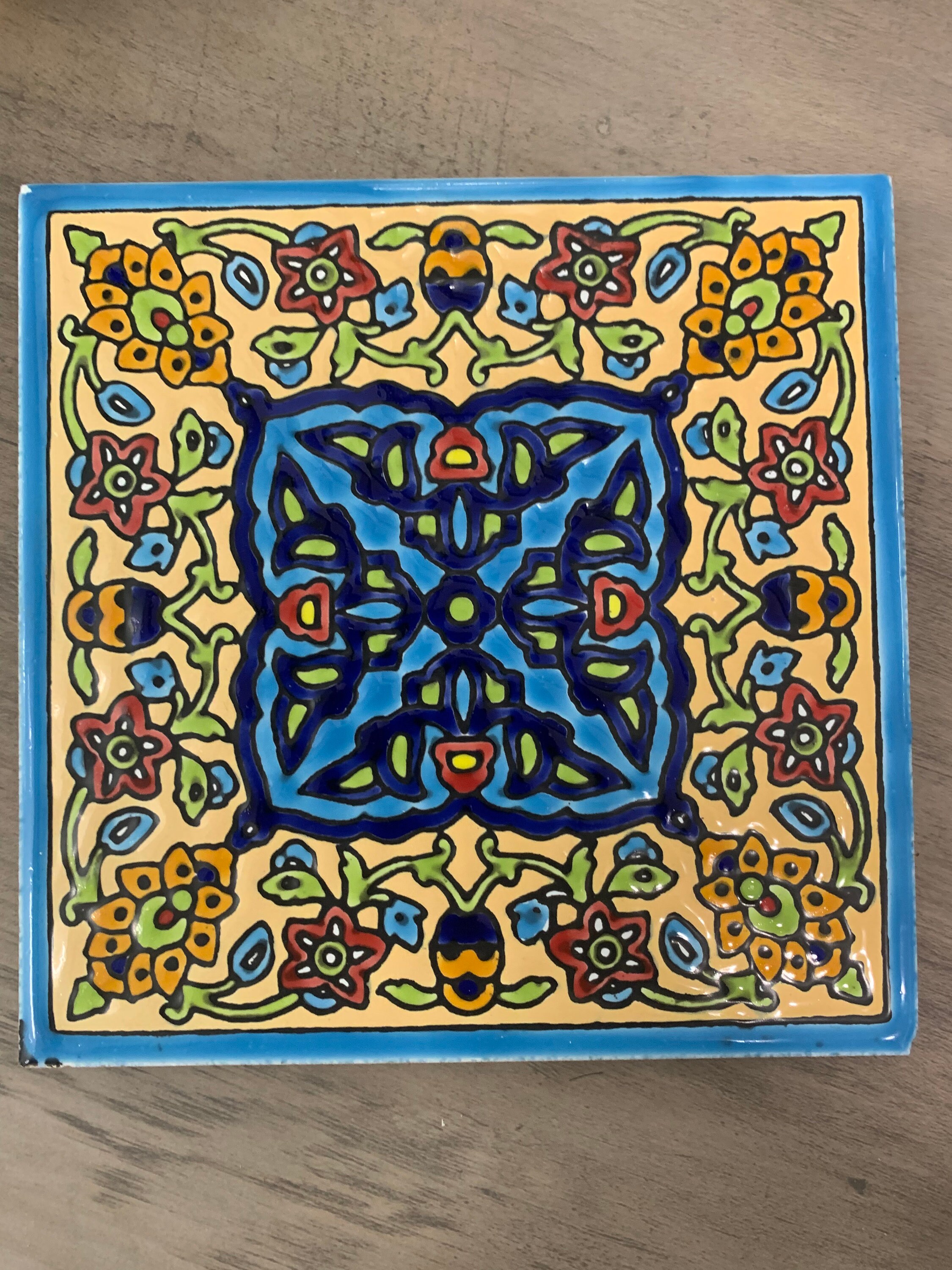 Persian Calligraphy Molana Poem TILE Handpainted Golden Sign Vintage ...