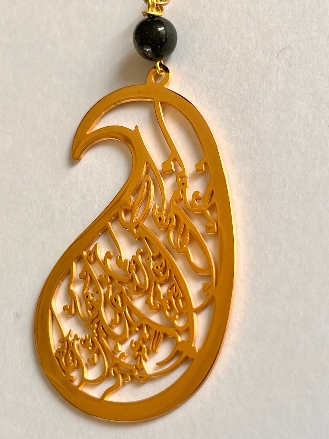Persian Calligraphy Golden Poem Unique Long Necklace Molana Rumi Golden ...