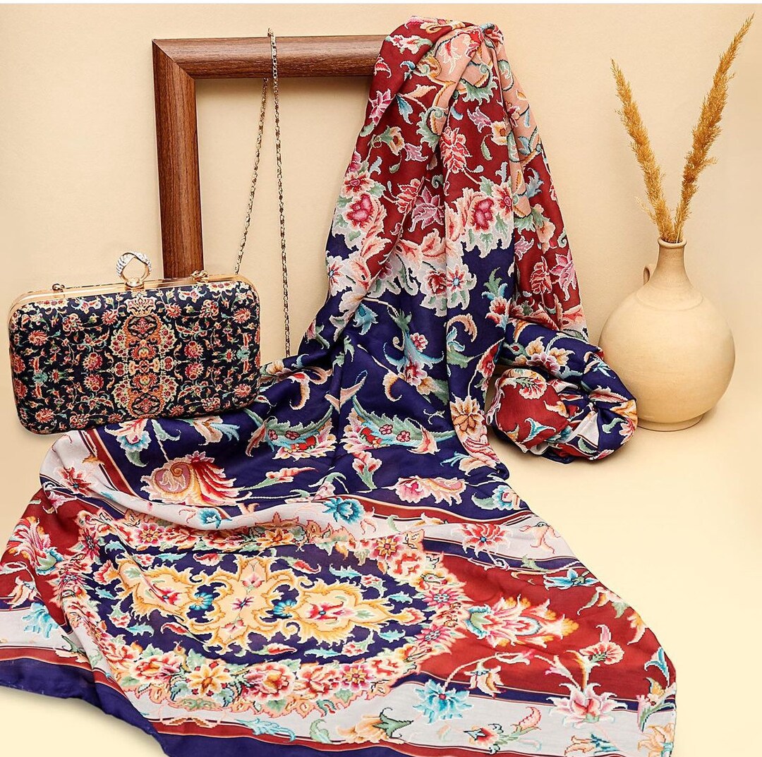 Persian Calligraphy Shah Molana Rumi Soft 100% Cotton Scarf Lightweight ...
