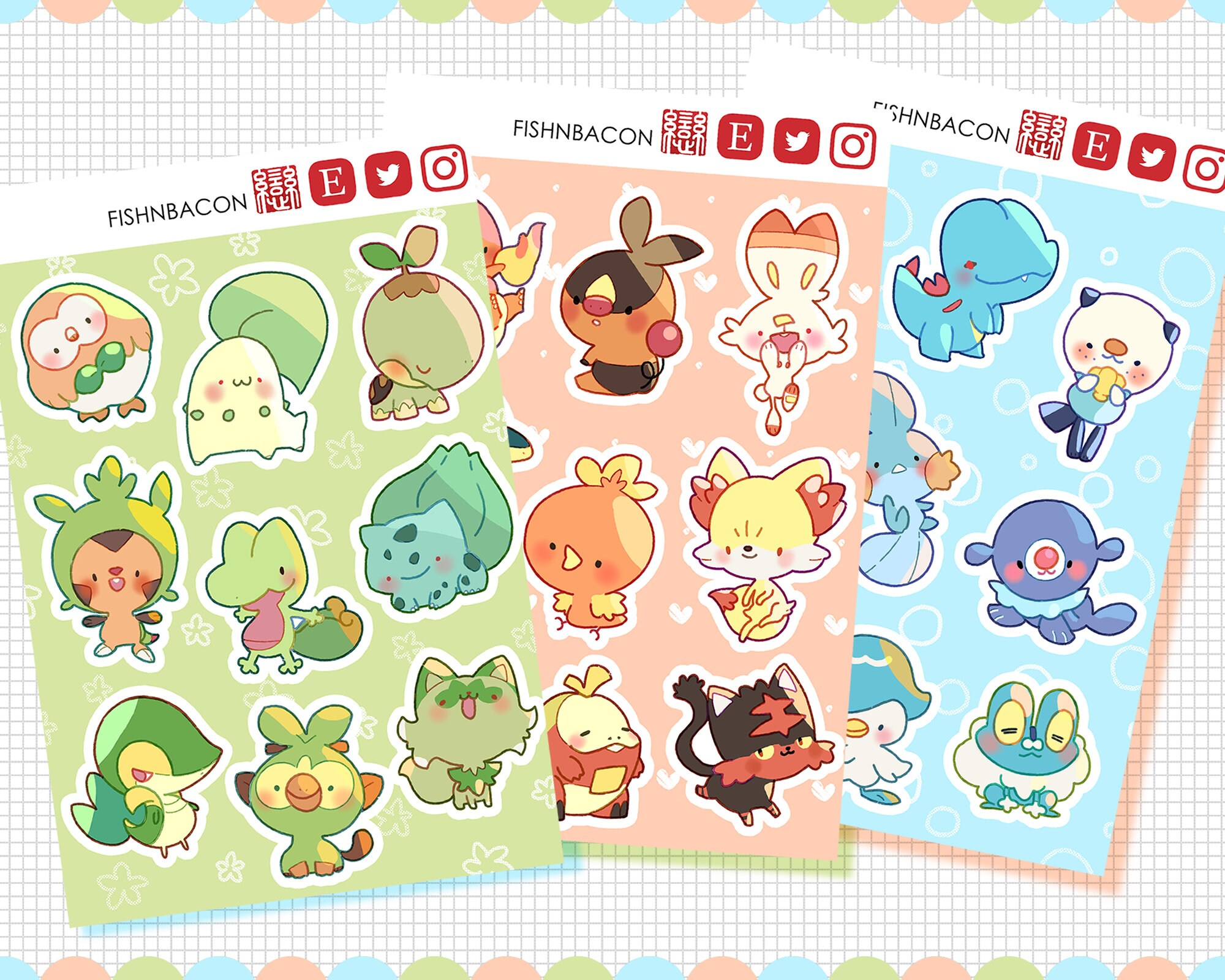 Pokman Starters Stickers - Etsy