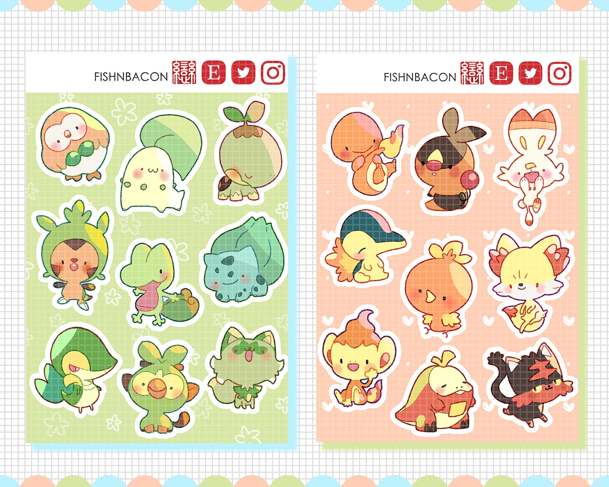 Pokemon Starter Stickers — fishnbacon